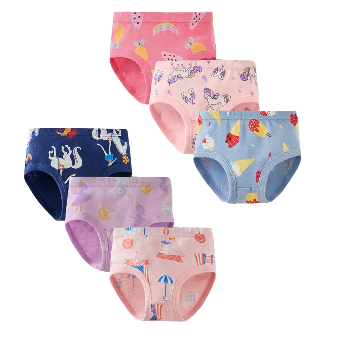 Emy Dola 6 Pack Little Girls' Cotton Underwear Briefs Toddler Undies ...
