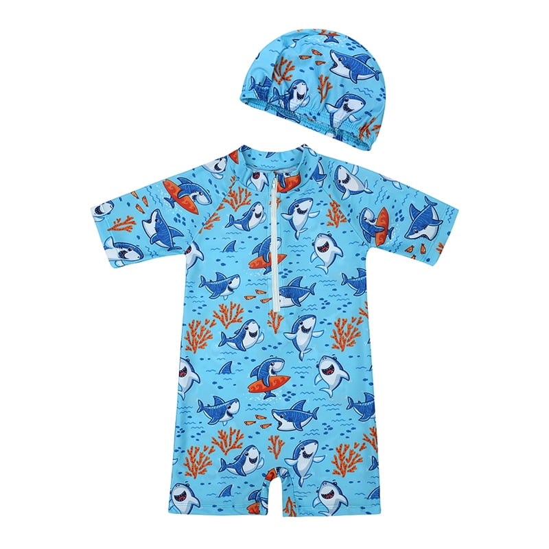 Emy Dola Baby Boy Swimsuit with Hat Toddler Short Sleeve One Piece ...