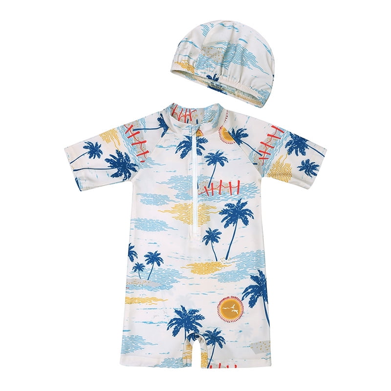 Emy Dola Baby Boy Swimsuit with Hat Toddler Short Sleeve One Piece ...
