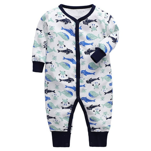 Emy Dola Baby Boys Long Sleeve Romper Jumpsuit Button Snap Up Infant ...