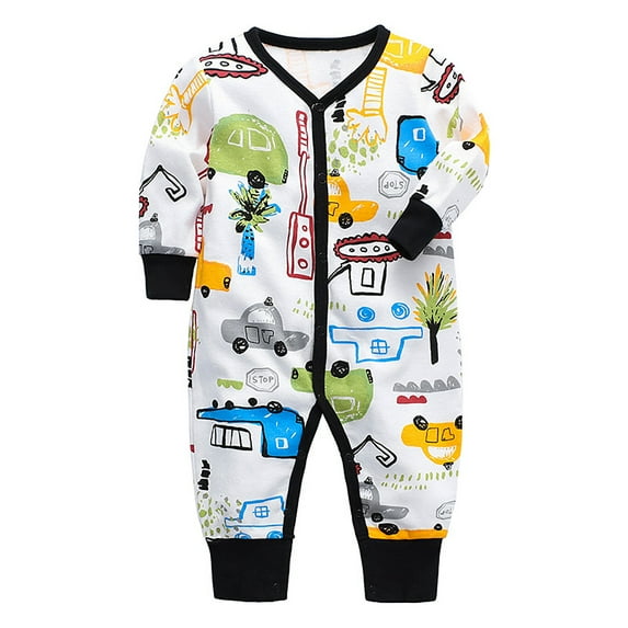 Emy Dola Baby Boys Long Sleeve Romper Jumpsuit Button Snap Up Infant ...