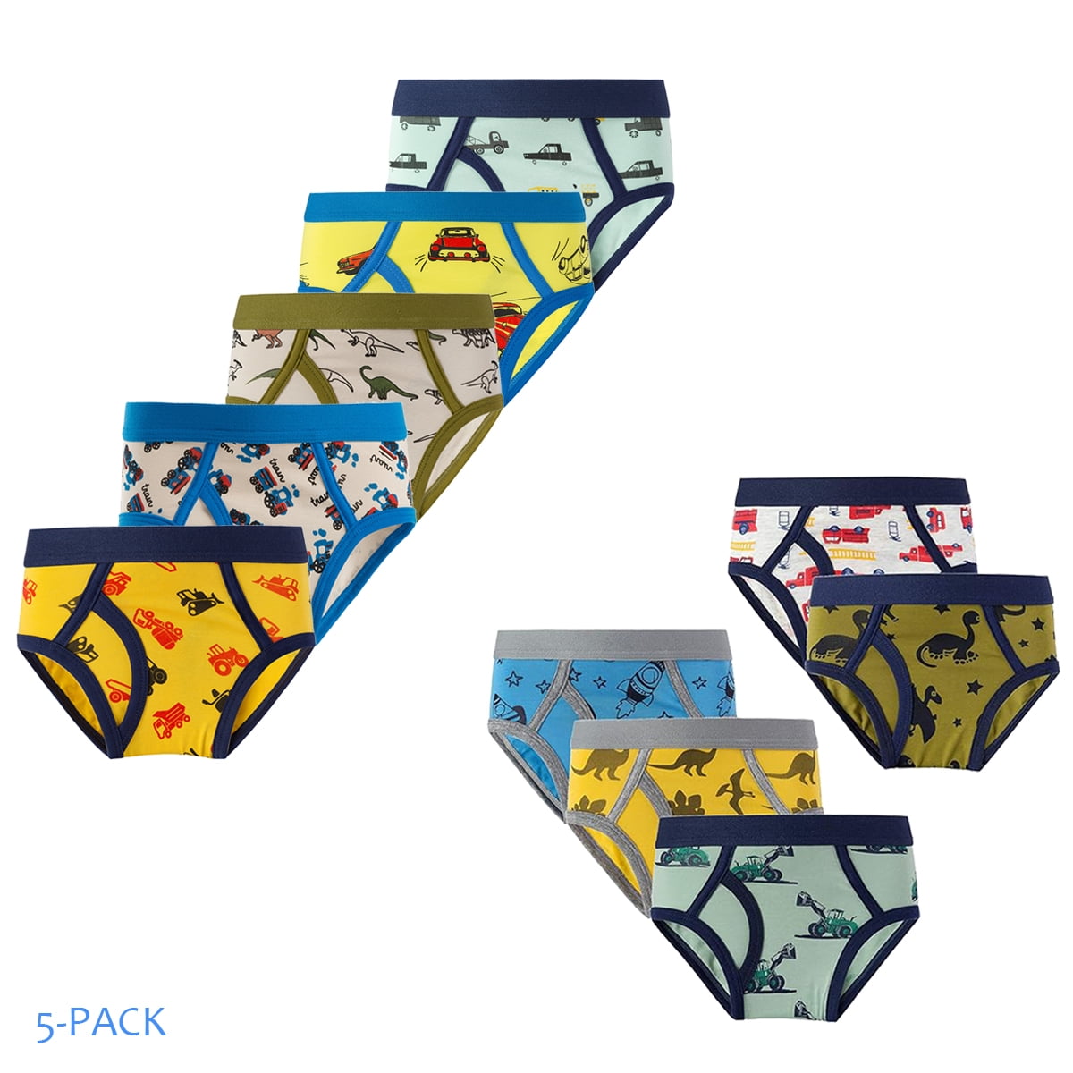 Emy Dola Boys Soft Cotton Underwear For 2-12T Toddler Boy Truck Dinosaur Briefs 5 Packs Kids ...