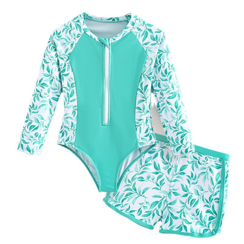 Emy Dola Girls Long Sleeve Swimsuits One Piece Rash Guard Bathing Suit ...