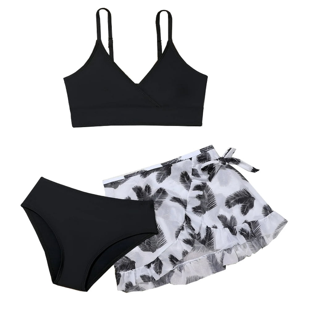 Emy Dola Girls Swimsuits 3 Piece Padded Bathing Suit Solid Bikini ...