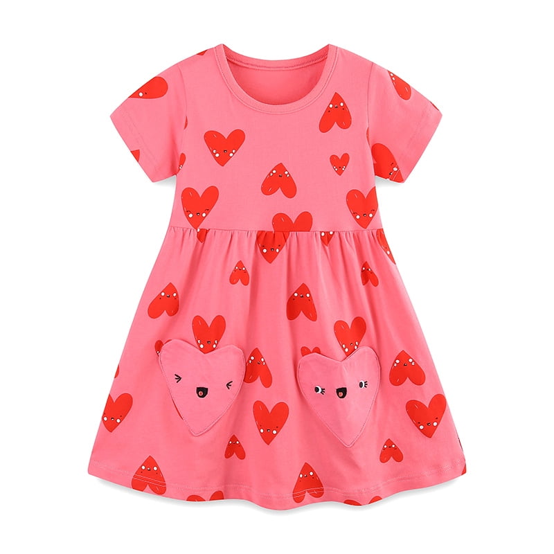 Emy Dola Toddler Little Girls Casual Dresses 1-Pack Cotton Graphic ...