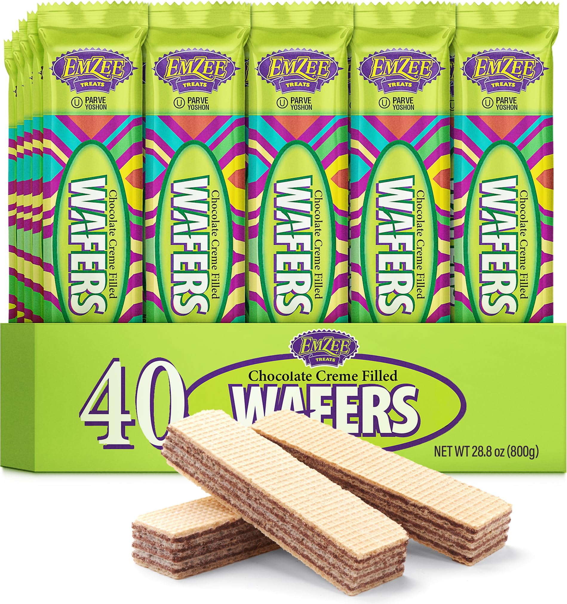 Emzee Wafers (40 Pack) MZF22 Individually Wrapped Dairy Free Wafers Filled with Delicious ...