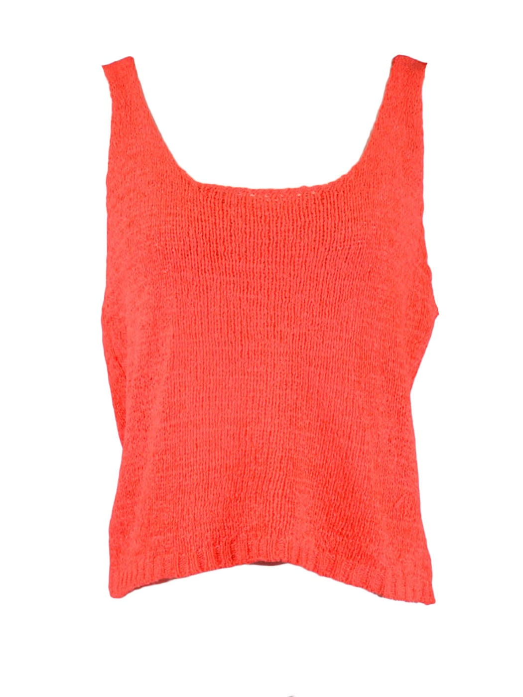 En Creme Voltaic Neon Coral Sexy Open Twist Back Knit Scoop Neck Tank ...