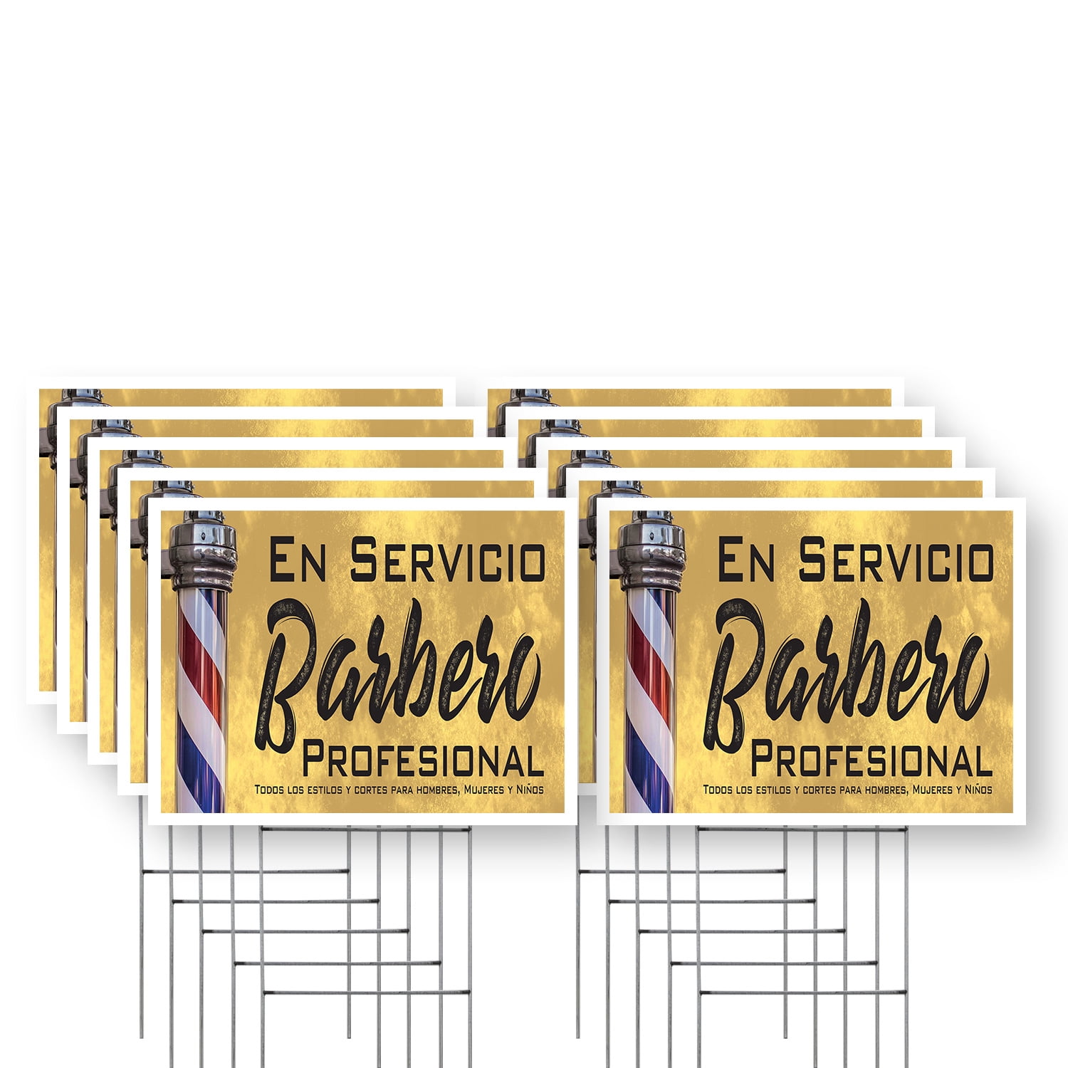 En Servicio Barbero Profesional Yard Sign 10 Pack of 12 Inch x 16 Inch ...