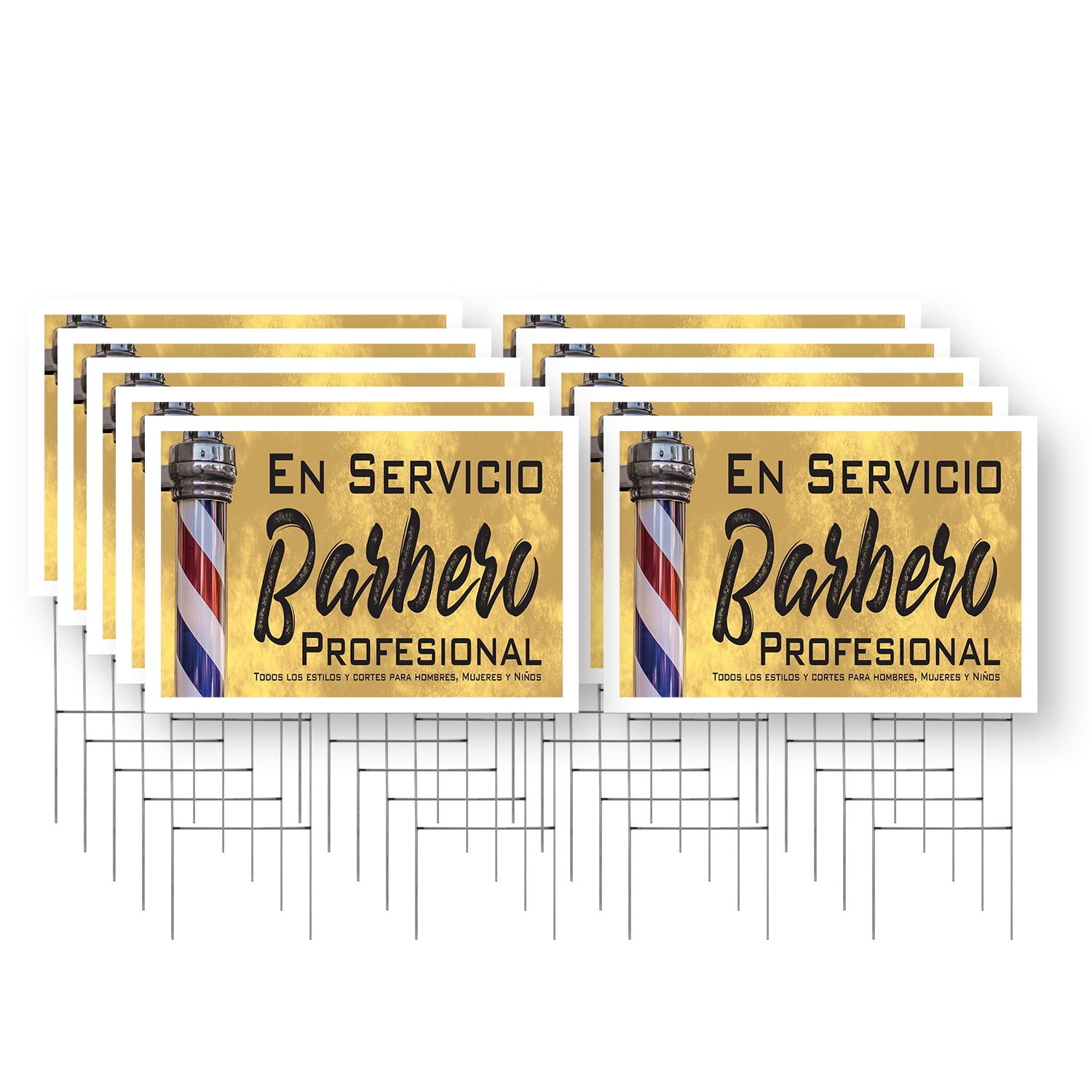 En Servicio Barbero Profesional Yard Sign 10 Pack of 24 Inch x 36 Inch ...