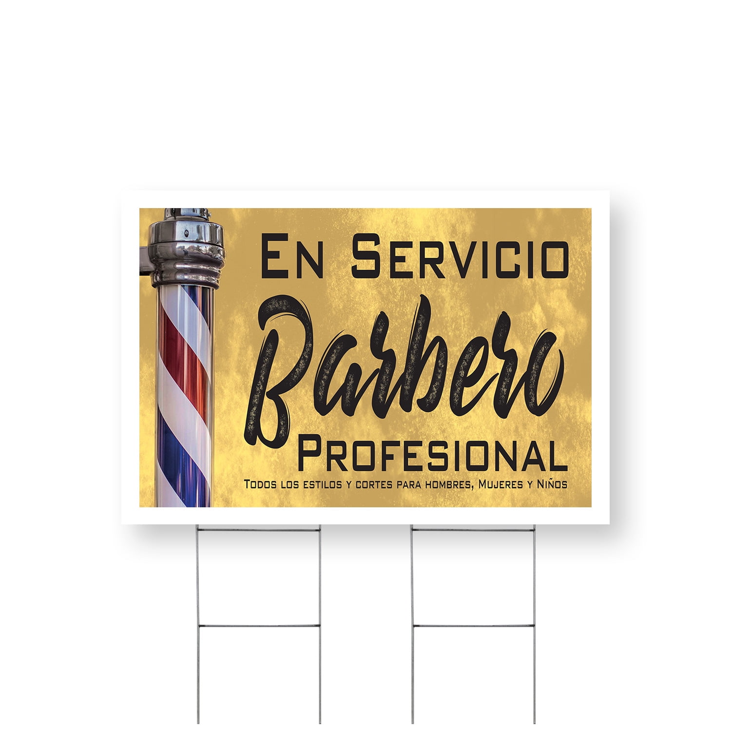 En Servicio Barbero Profesional Yard Sign 24 Inch x 36 Inch Single ...