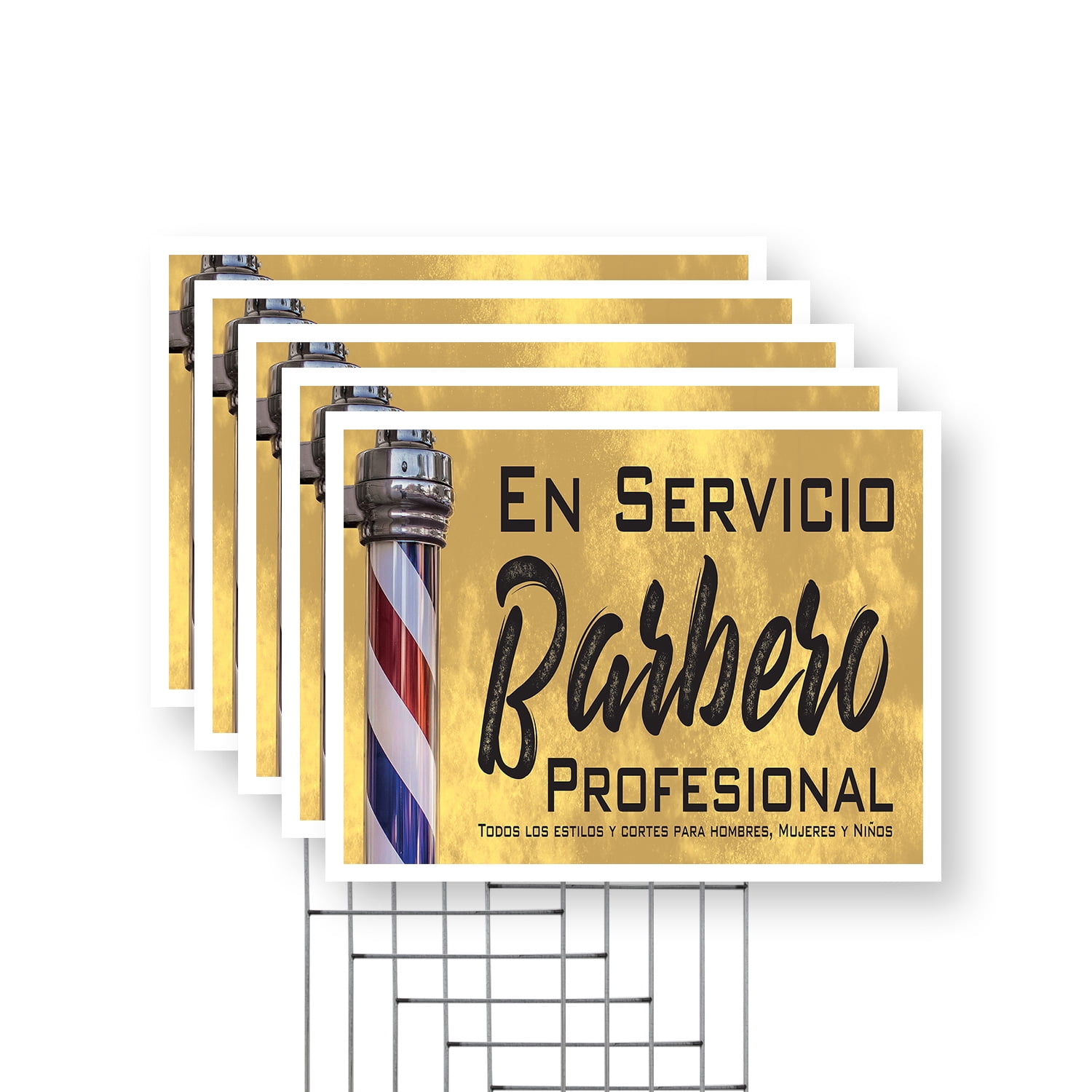 En Servicio Barbero Profesional Yard Sign 5 Pack of 18 Inch x 24 Inch ...