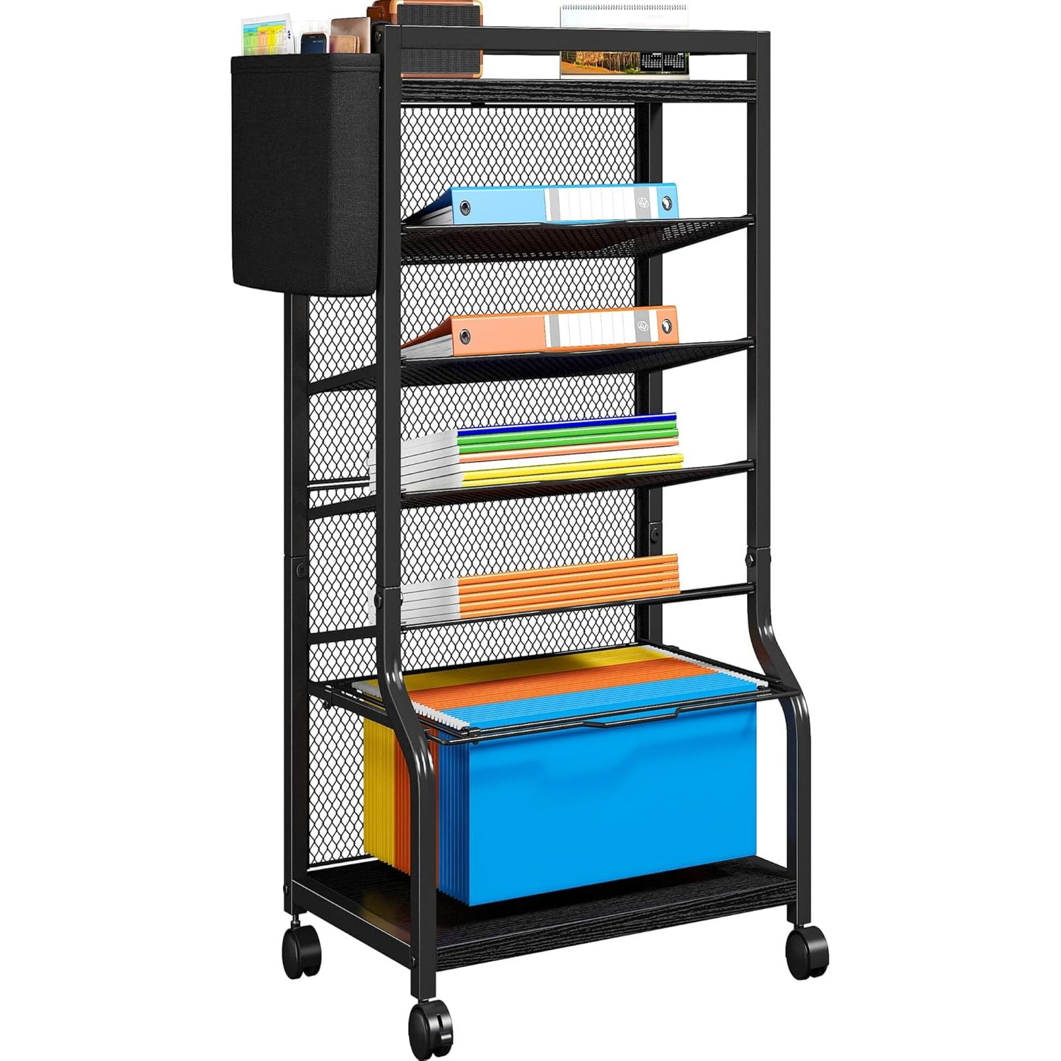 EnHomee 17.7" W 7-Tier Rolling File Organizer with Hanging File Folders ...