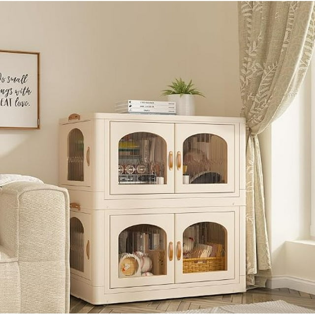 EnHomee 2 Pack Foldable Storage Bins with Doors Collapsible Storage ...