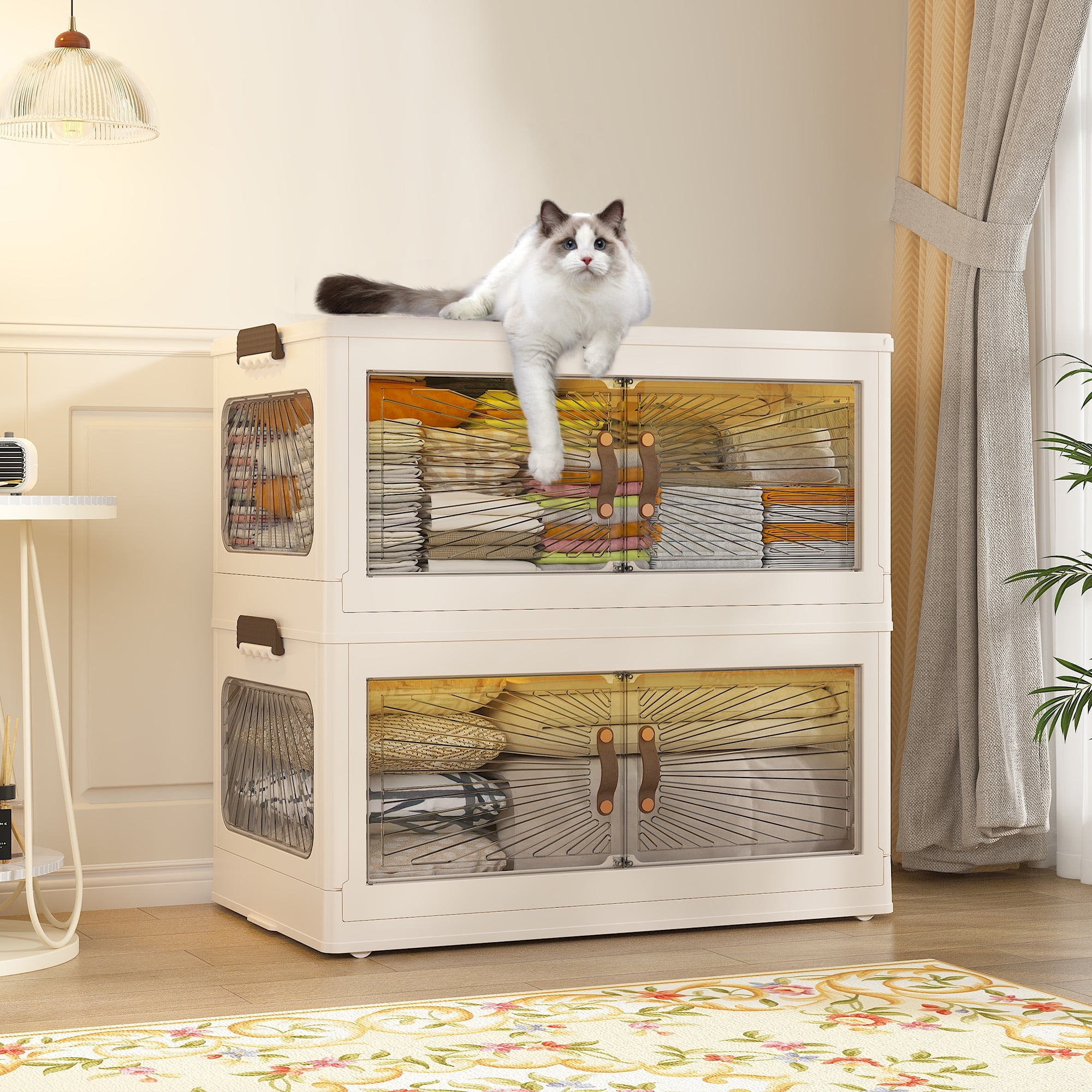 EnHomee 20 GAL Stackable Storage Bins with Wheels & Doors Stackable ...