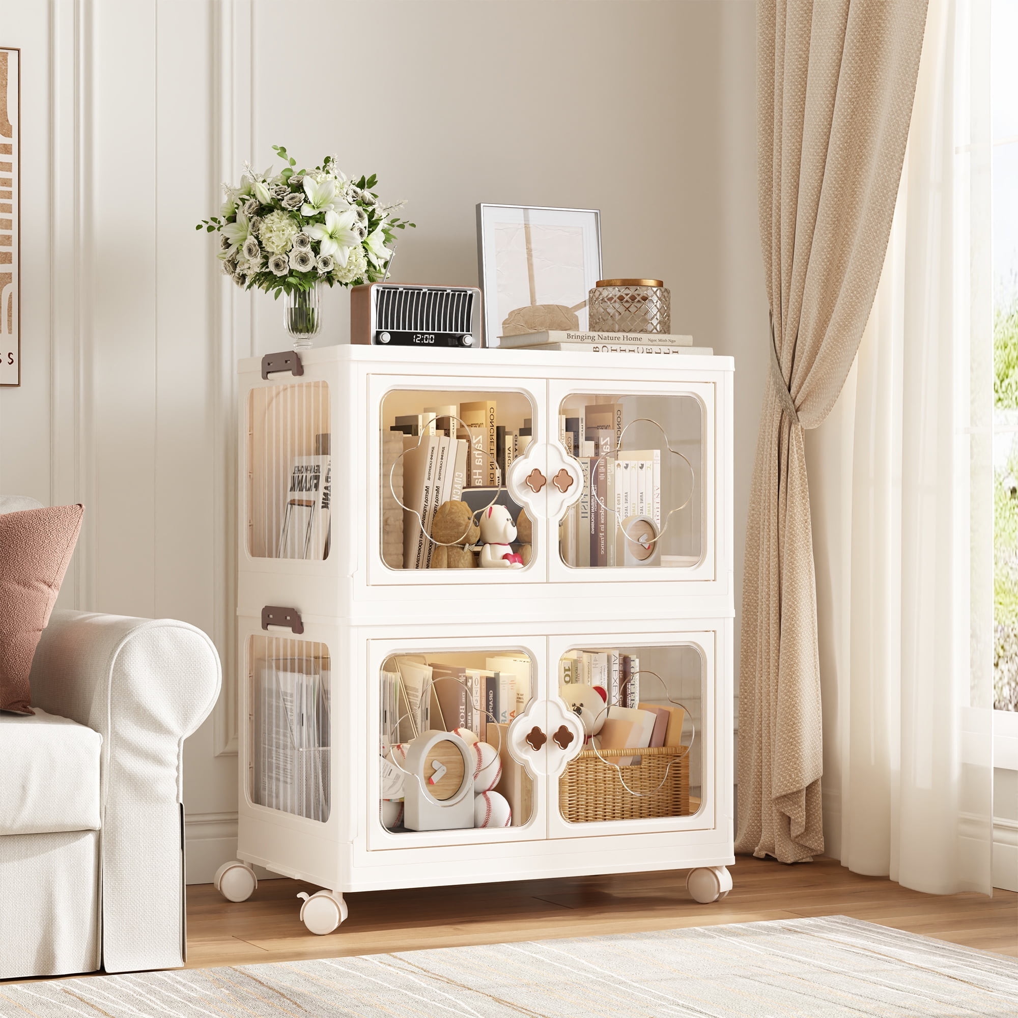 EnHomee 22 GAL Stackable Storage Bins with Wheels & Doors Stackable ...