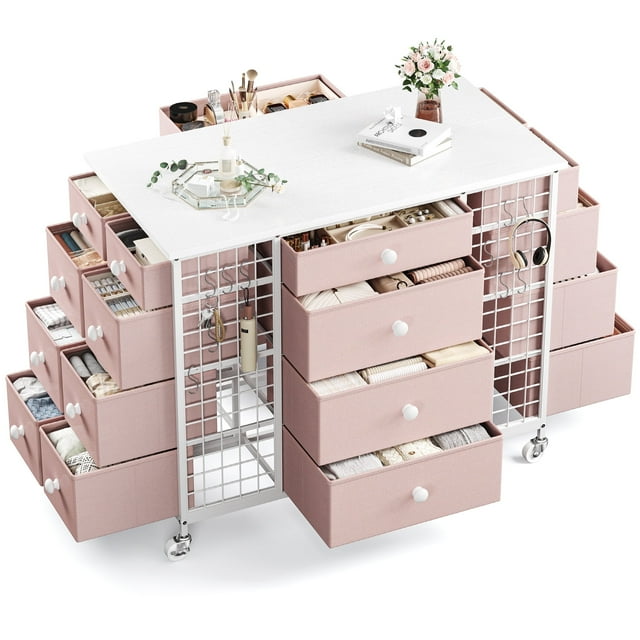 EnHomee 24 Drawers Dressers for Bedroom with Wheels Closet Dresser ...