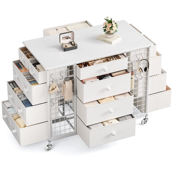 EnHomee 24 Drawers White Dressers for Bedroom Closet Dresser Fabric ...