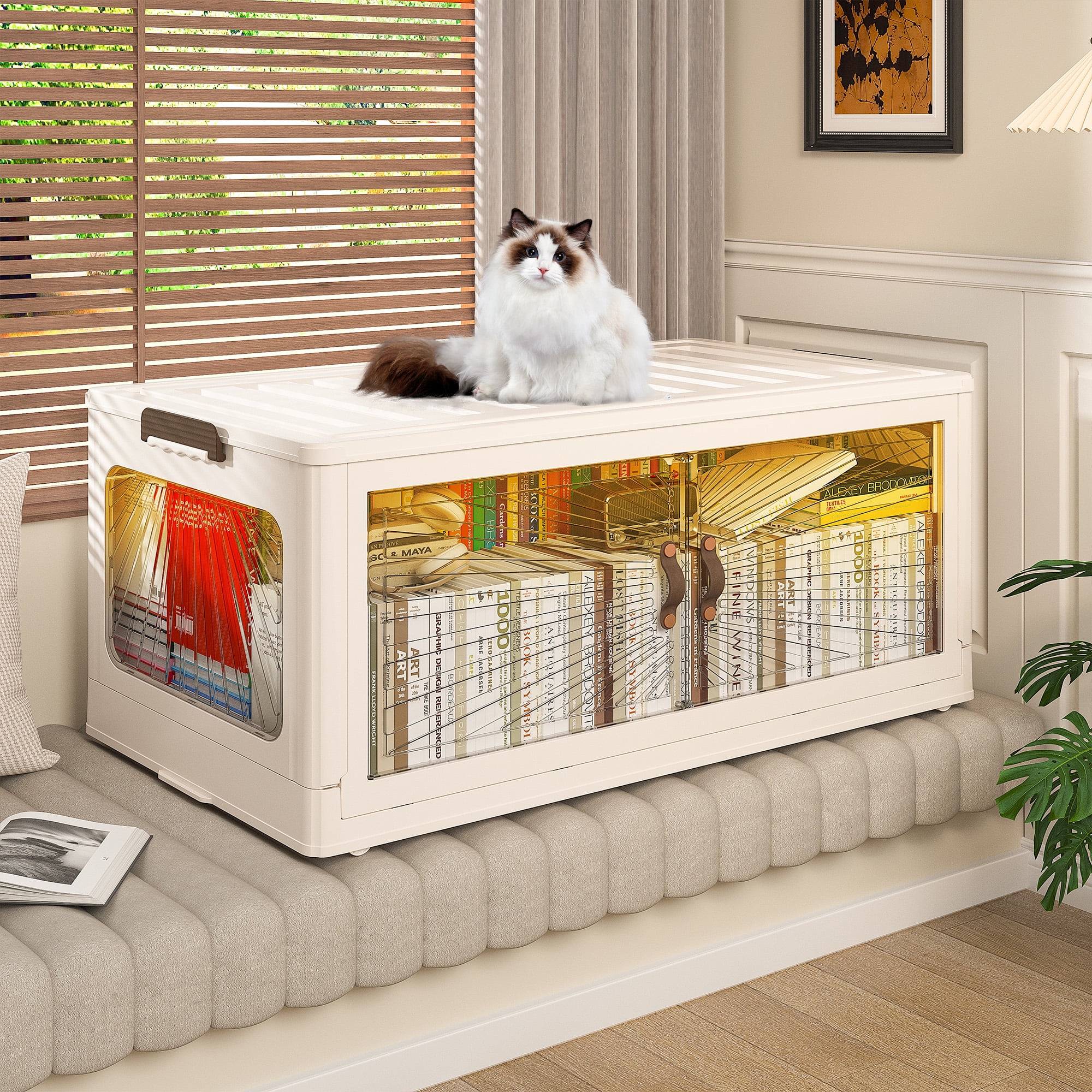 EnHomee 29 GAL Stackable Storage Bins with Wheels & Doors Stackable ...