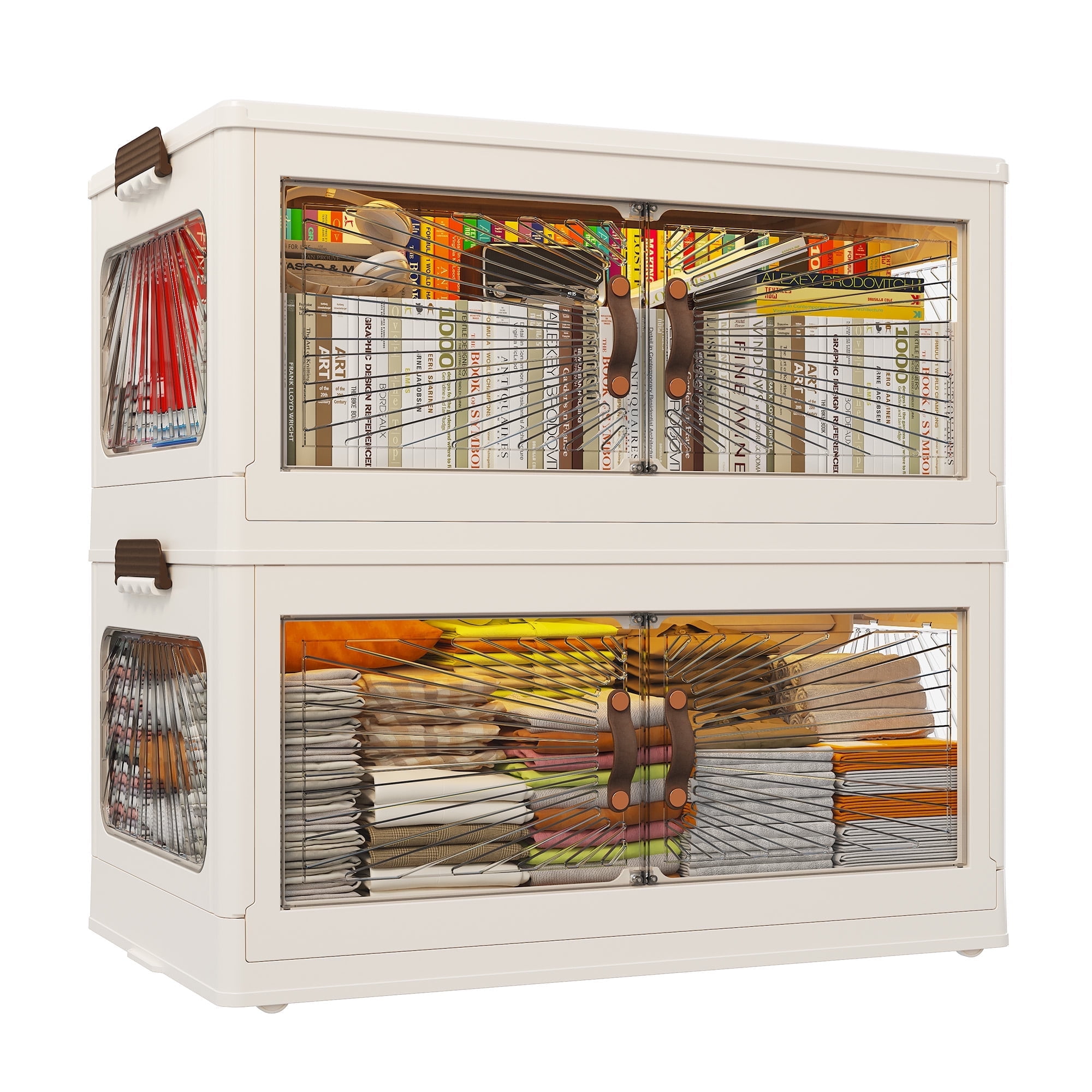 EnHomee 2PC Storage Bins with Lids & Wheels Collapsible Storage Bins ...