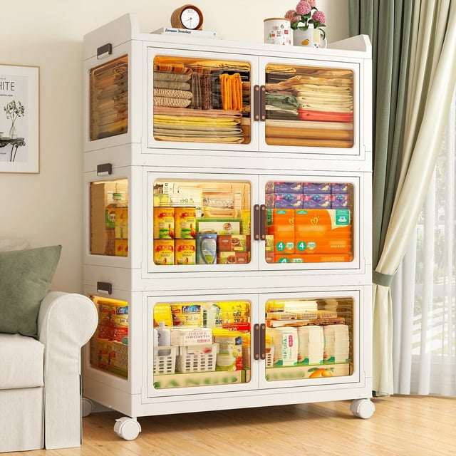 EnHomee 3 Pack Foldable Storage Bins with Doors 75GAL/300QT Collapsible ...