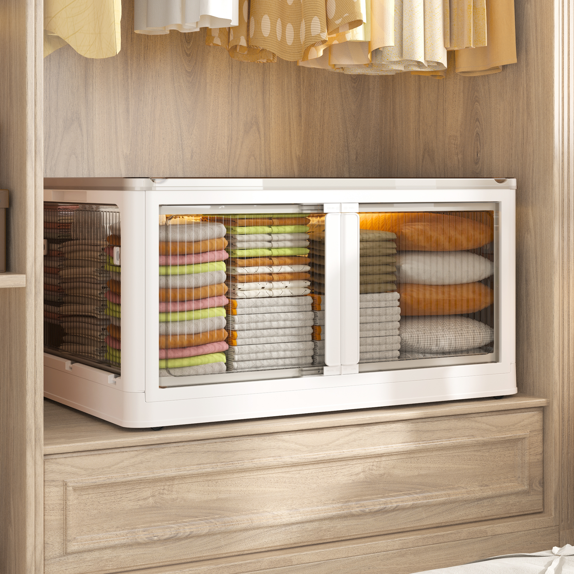 EnHomee 30GAL Storage Bins with Wheels Clear Plastic Storage Bins with ...