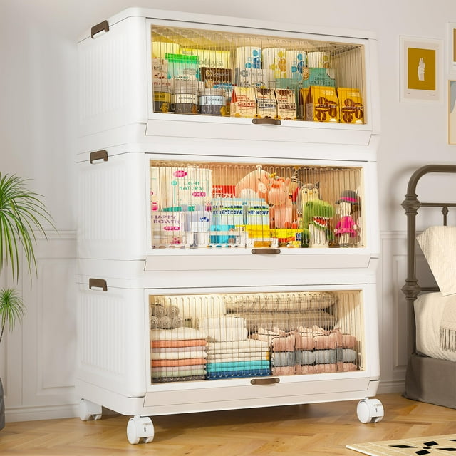 EnHomee 340QT Storage Bins with Lids 3 Packs Large Stackable Storage ...