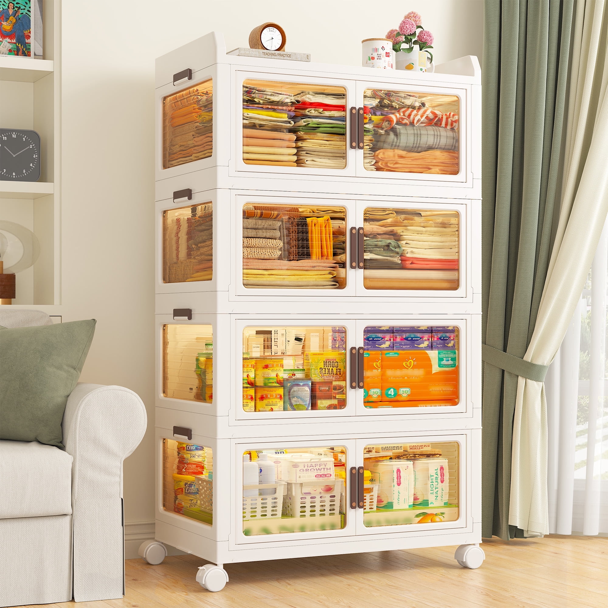 EnHomee 4 PC Storage Bins with Lids Large Stackable Storage Bins for ...