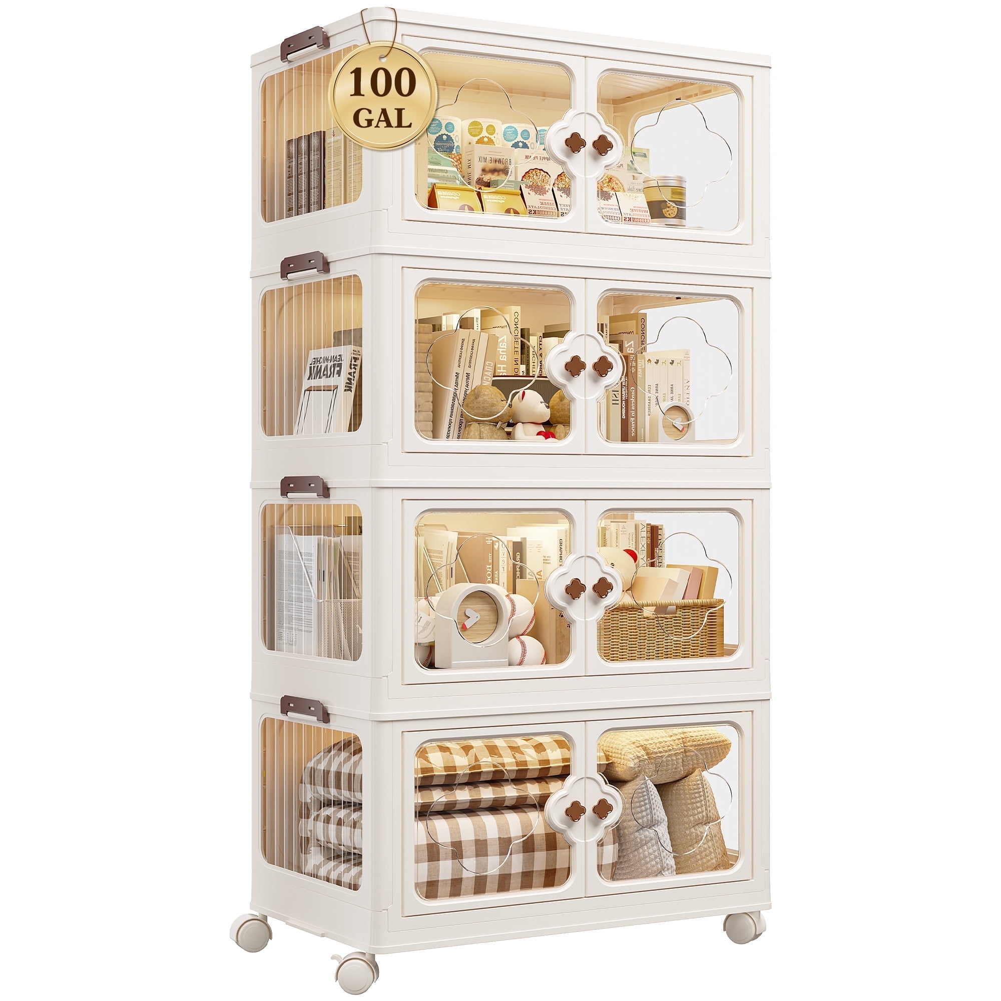 EnHomee 4 Pack Stackable Storage Bins with Lids 100GAL/400QT Stackable ...