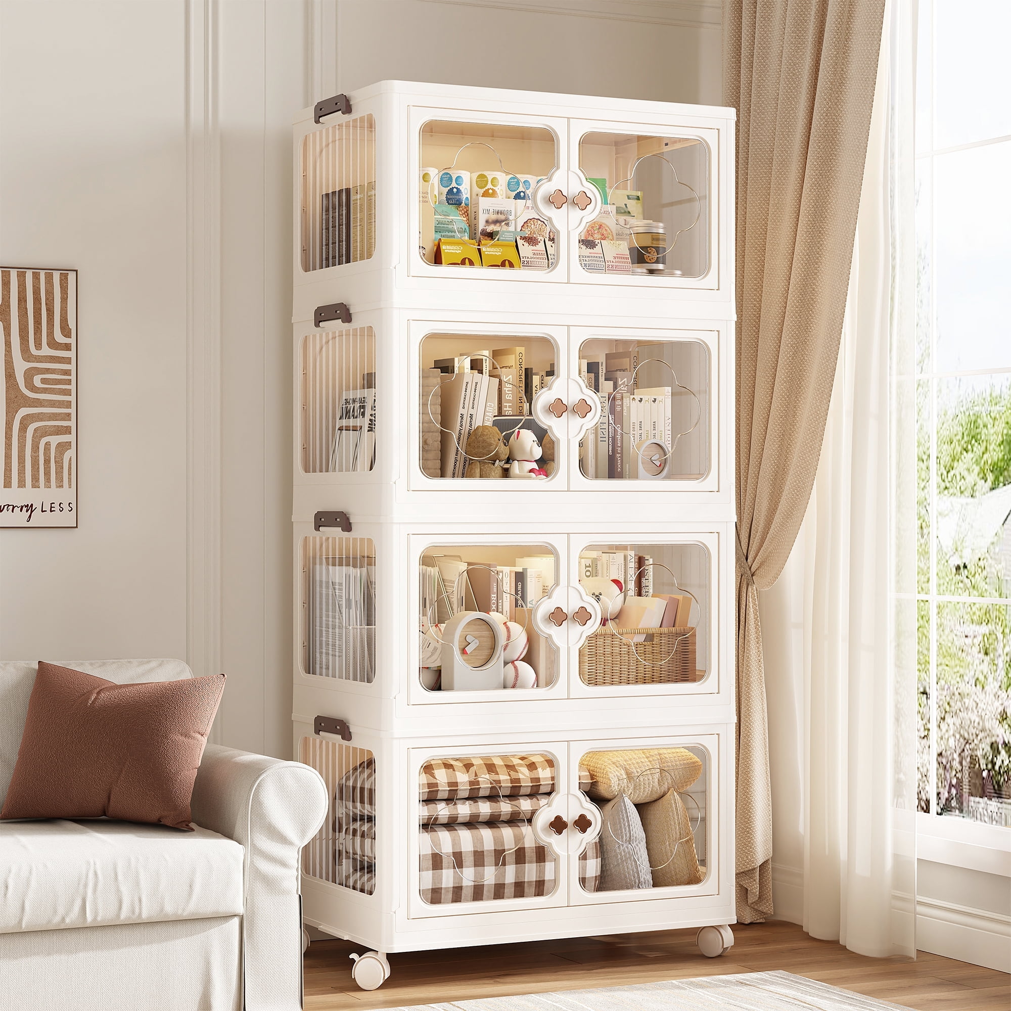 EnHomee 4 Pack Stackable Storage Bins with Lids Stackable Storage Bins ...