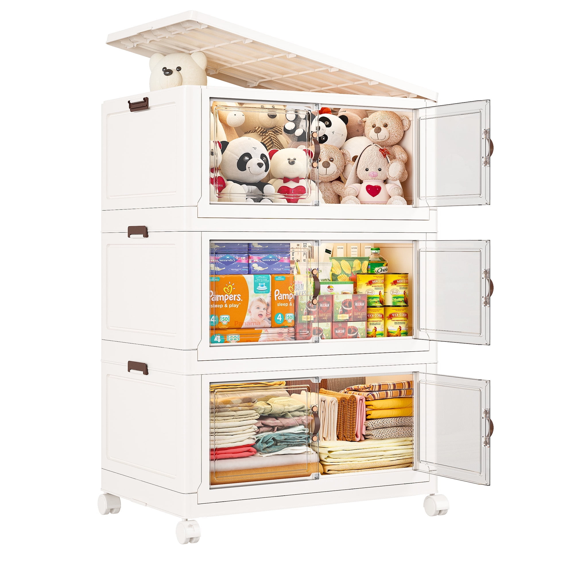 EnHomee BIG XLARGE 45GAL Stackable & Collapsible Storage Bins with Lids ...