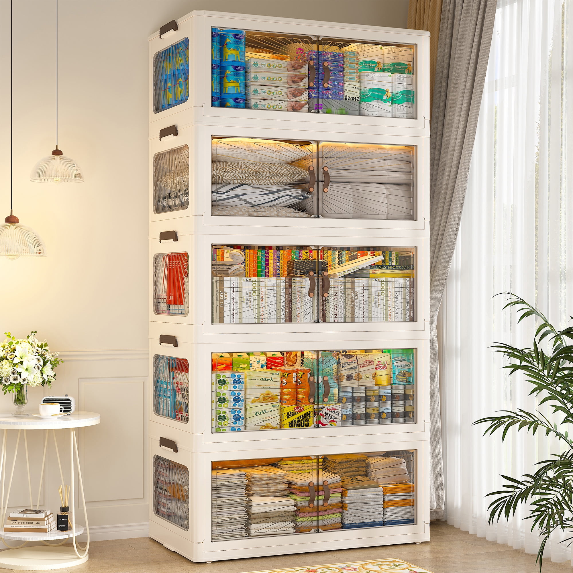 EnHomee 5 Pack Stackable Storage Bins with Lids Stackable Storage Bins ...