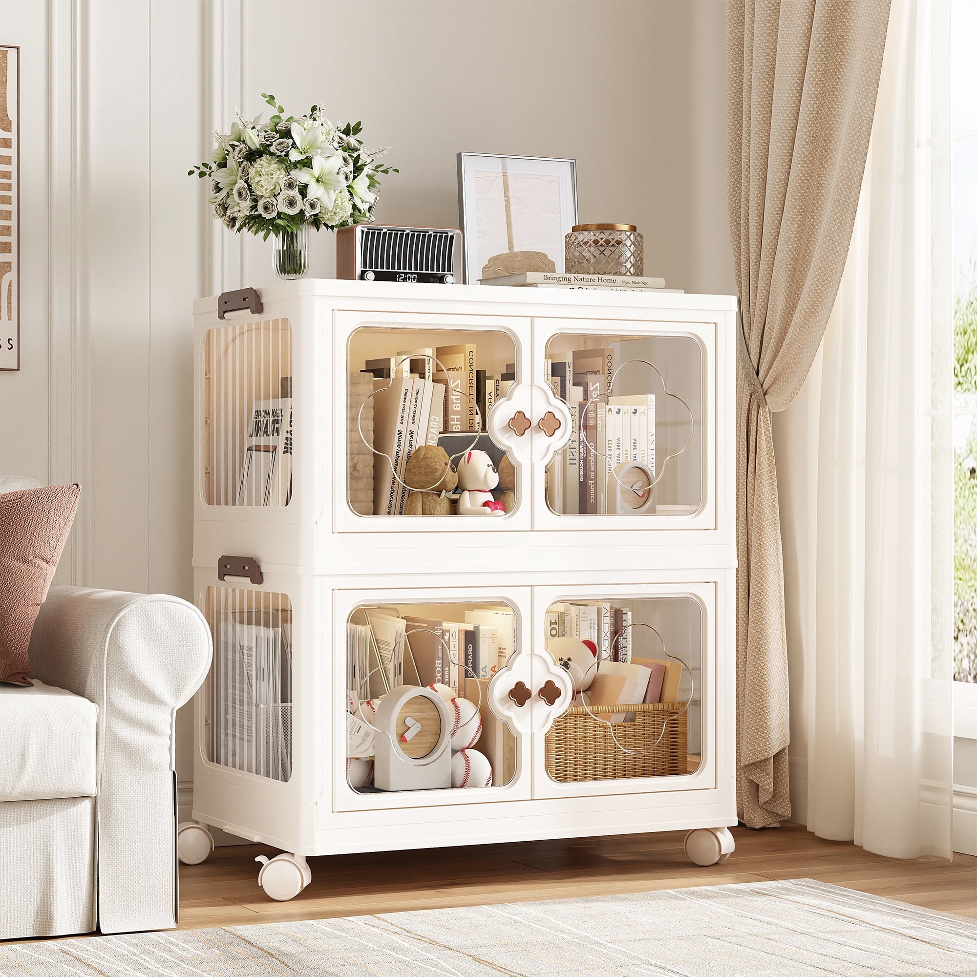 EnHomee 50 GAL Stackable Storage Bins with Wheels & Doors Stackable ...