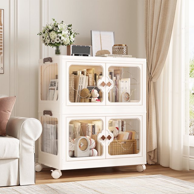 EnHomee 50 GAL Stackable Storage Bins with Wheels & Doors Stackable ...