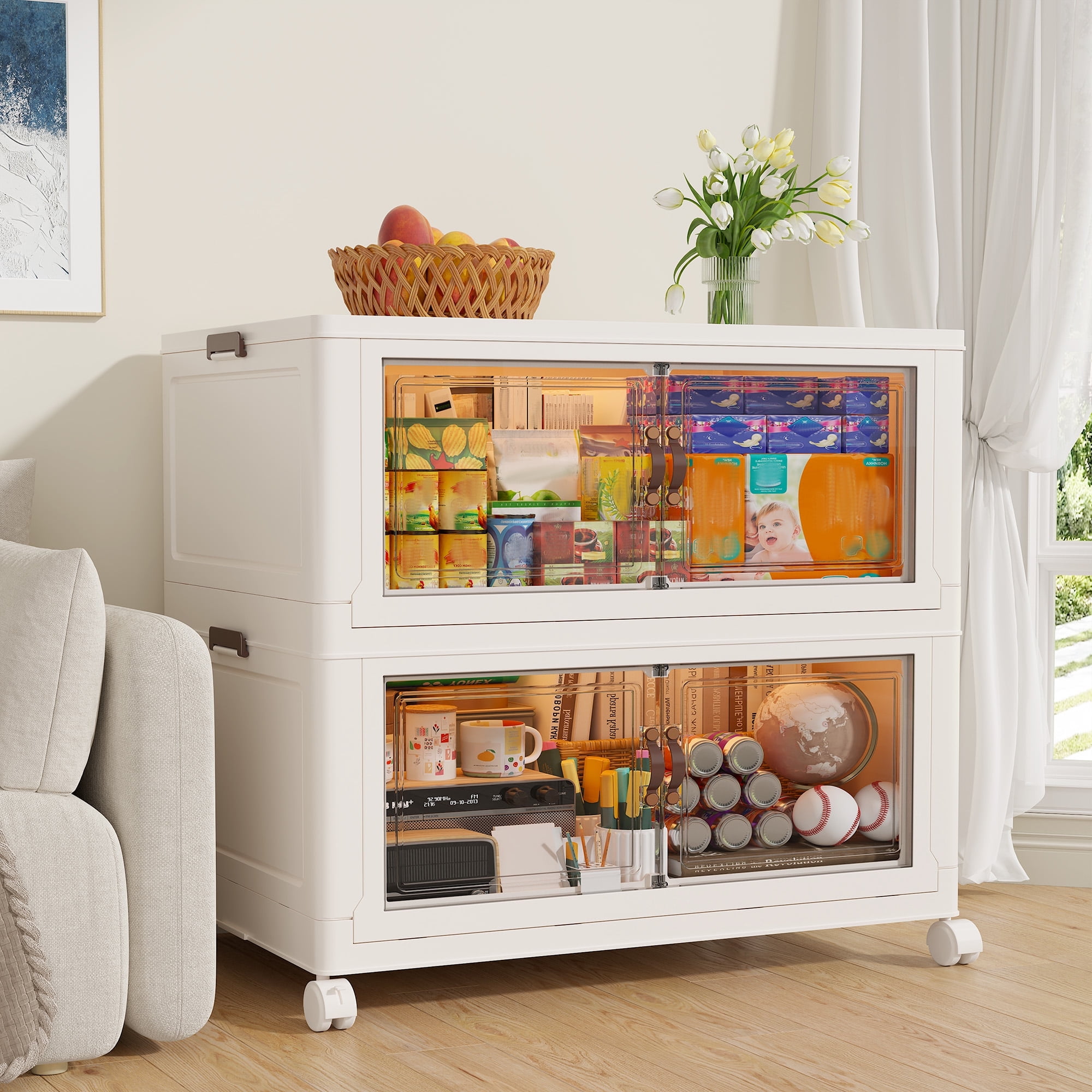 EnHomee 208QT Large Storage Bins with Wheels Plastic Storage Bins with ...