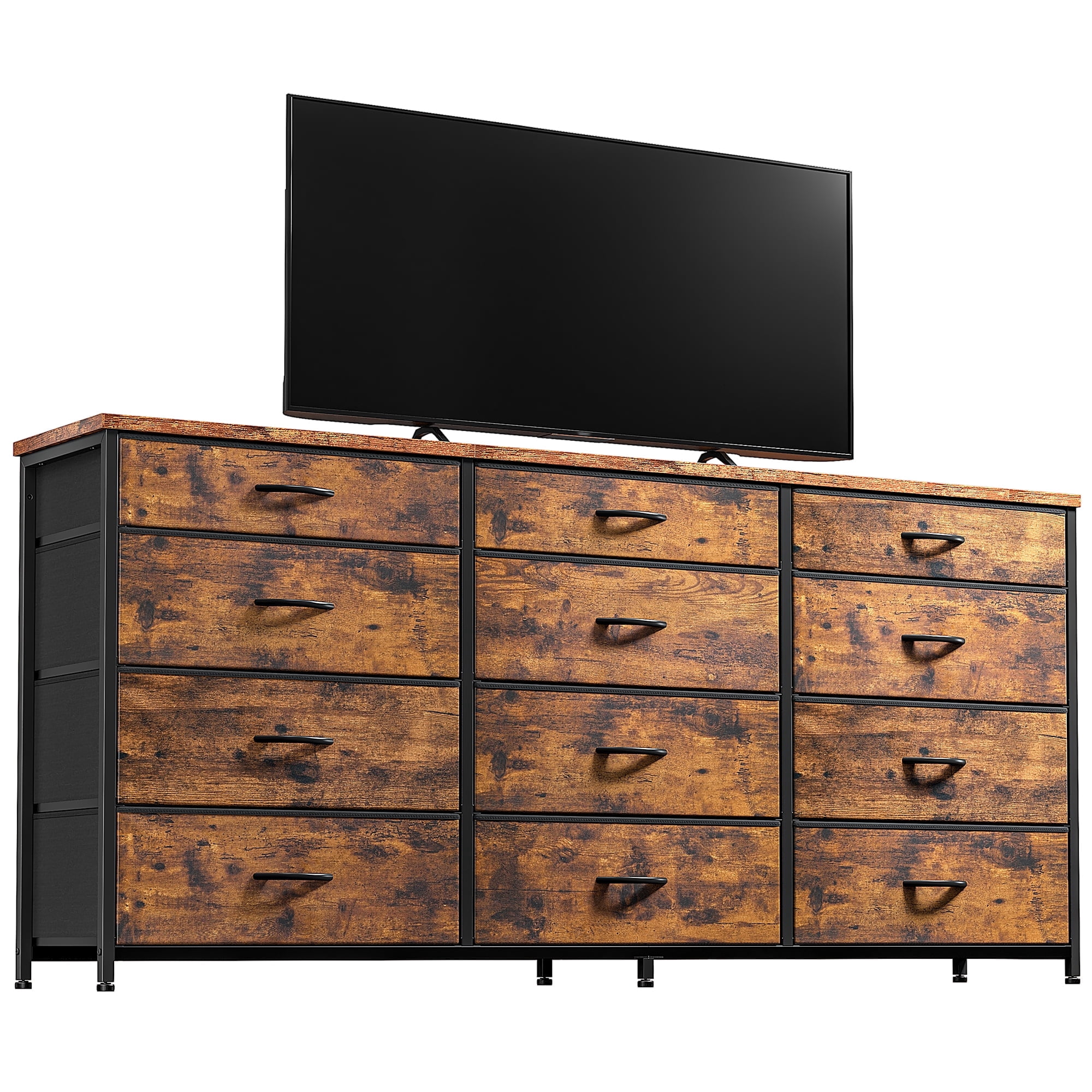 EnHomee 55" Long Dresser for Bedroom with 12 Fabric Drawers TV Stand ...