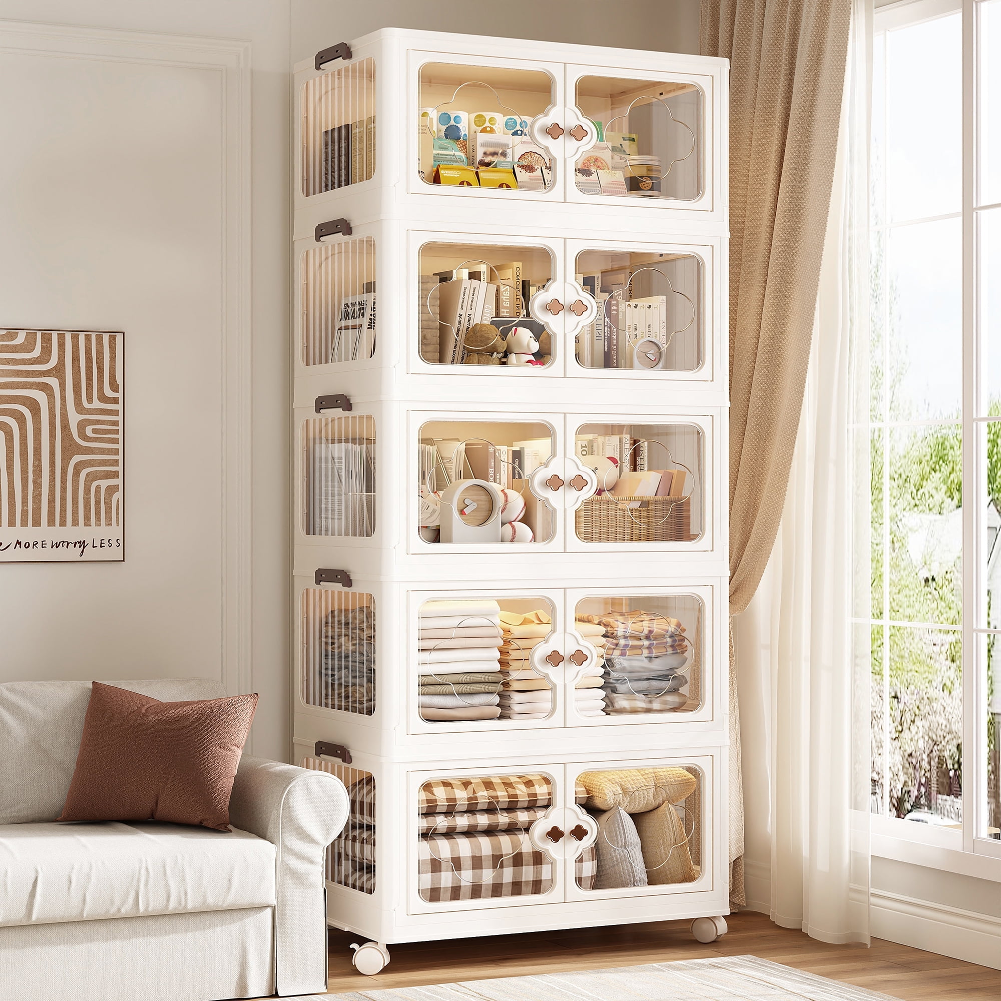 EnHomee 5PC 500QT Stackable Storage Bins with Lids Storage Box with ...