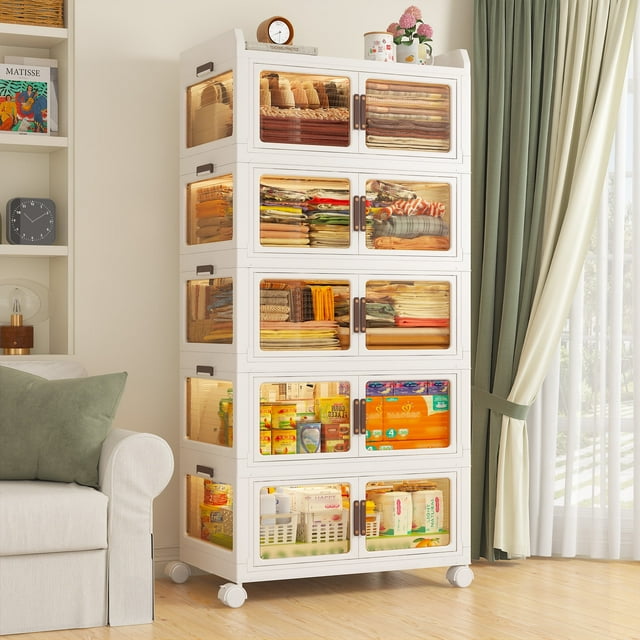 EnHomee 5PC Storage Bins with Lids 55GAL/220QT Stackable Storage Bins ...