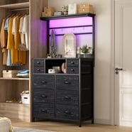 "EnHomee Wooden Standing Compact Chest, Tall Dresser for Bedroom with ...