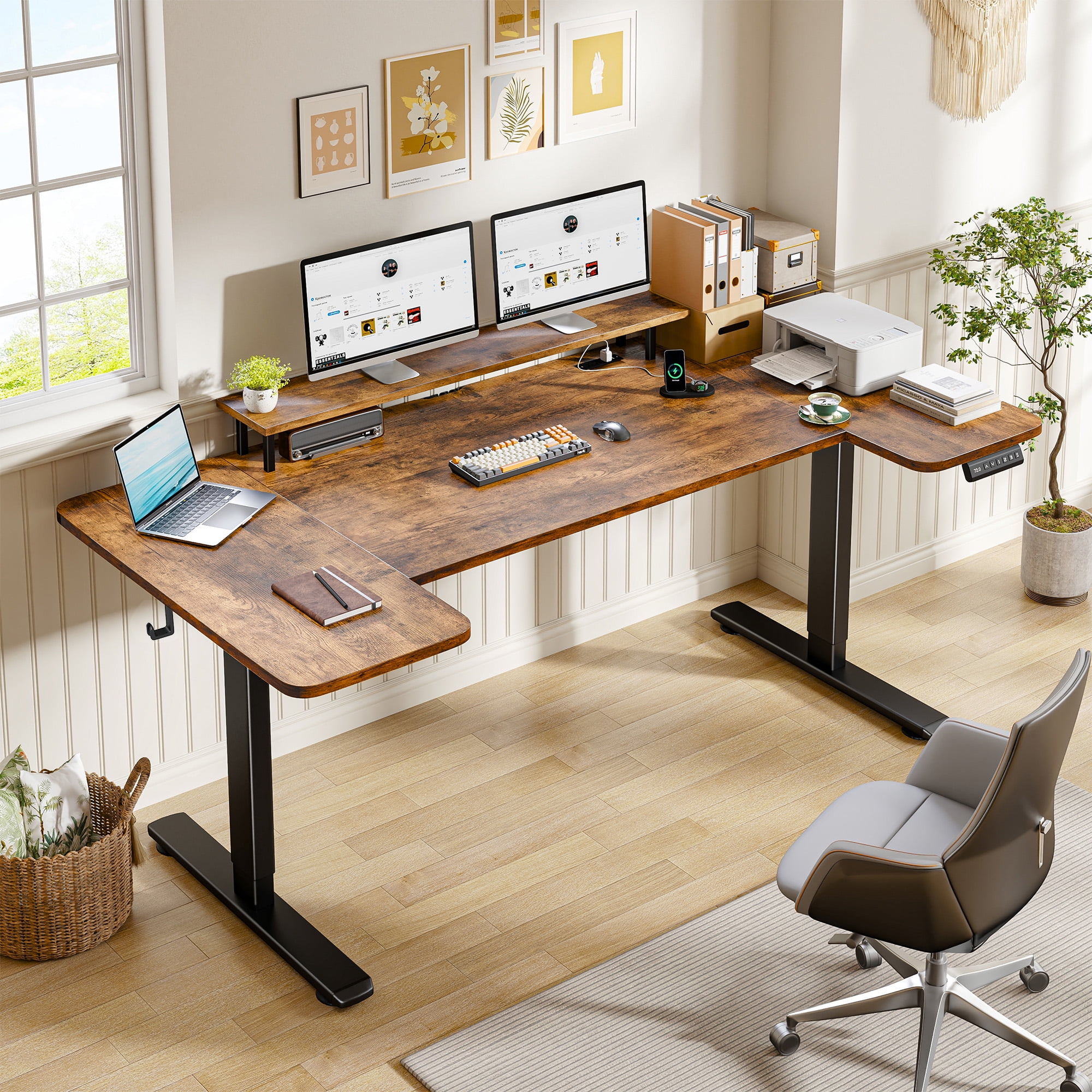 EnHomee 71"W Standing Desk, Adjustable Height Desks with Cable ...