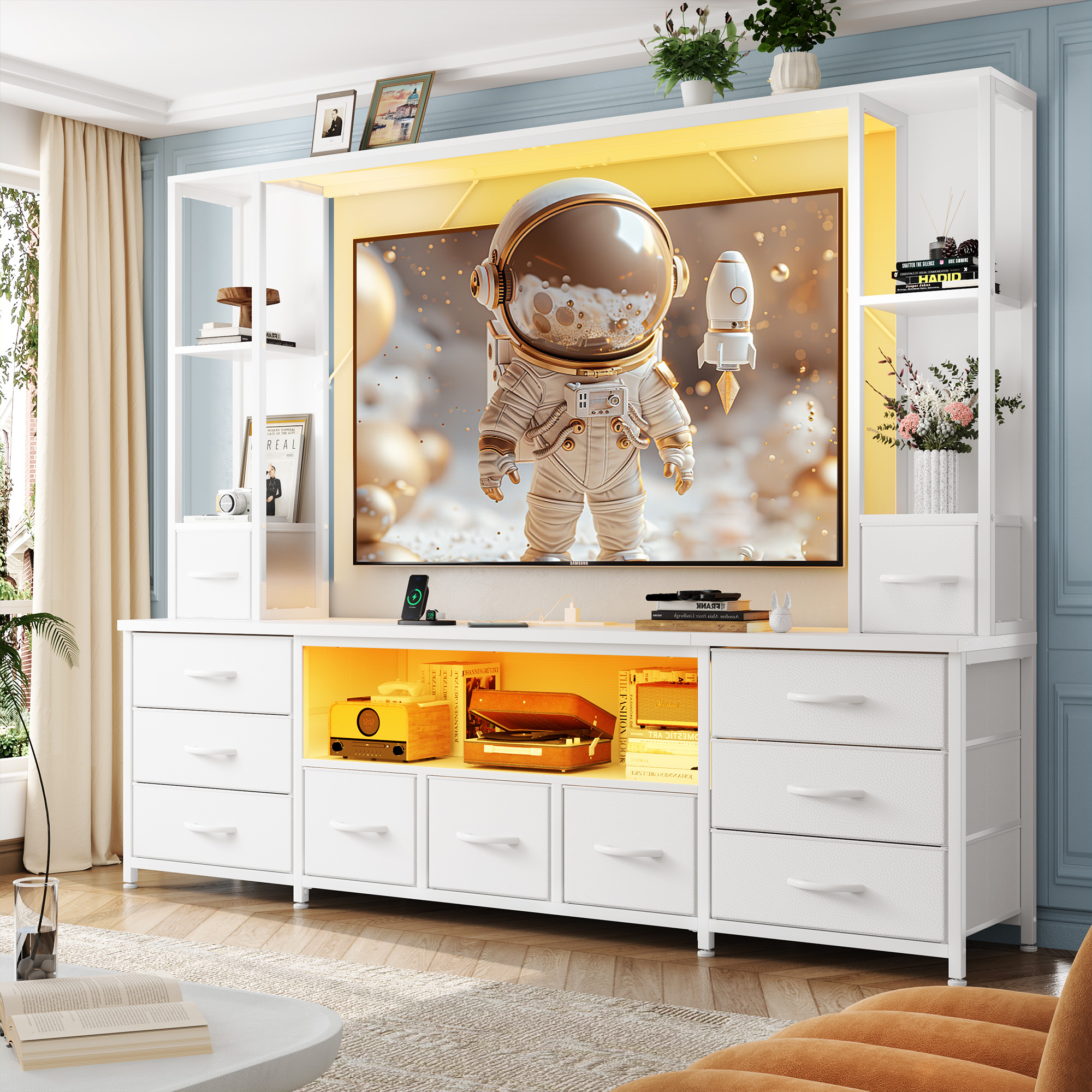 Soho 10 Modern Wall Unit Entertainment Center with 16 Color LED Lights ...