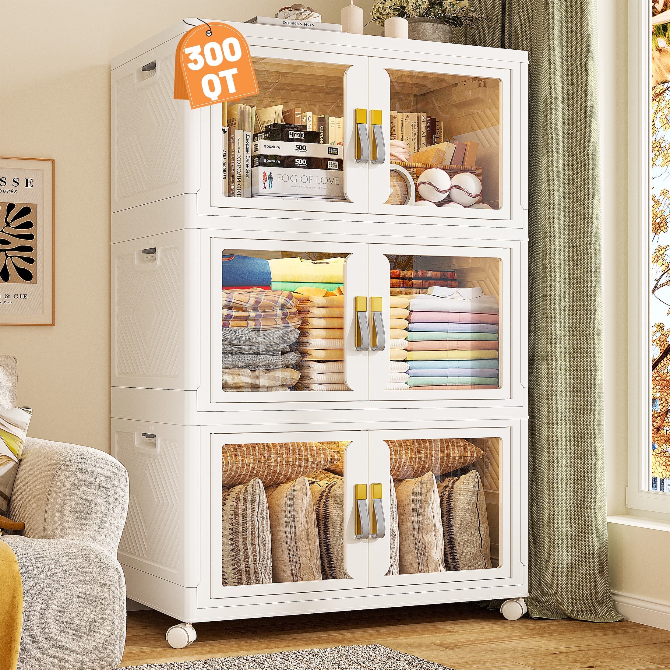 EnHomee 75GAL Storage Bins with Lids Large Stackable Storage Bins with ...