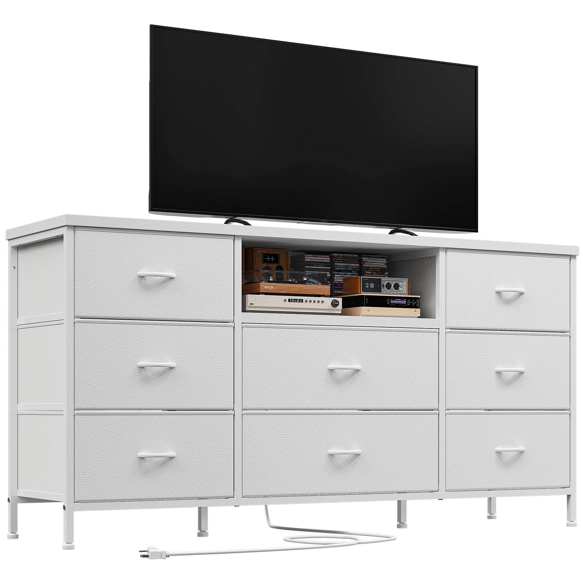 Somdot Dresser with 8 Easy Pull Drawers 4-Tier Wide Fabric Dresser ...