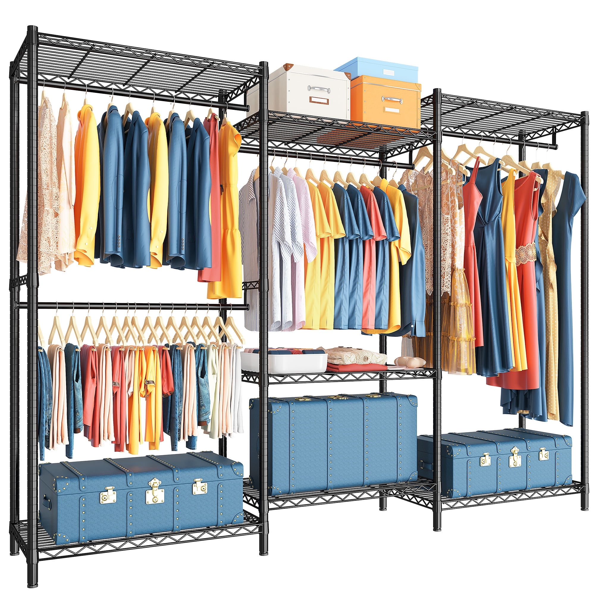 EnHomee 830 LBS Clothes Rack，Heavy Duty Garment Rack with 4 Rods & 7 ...