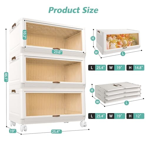 EnHomee 85GAL/340QT Stackable Storage Bins with Lids, 3 Packs Plastic ...