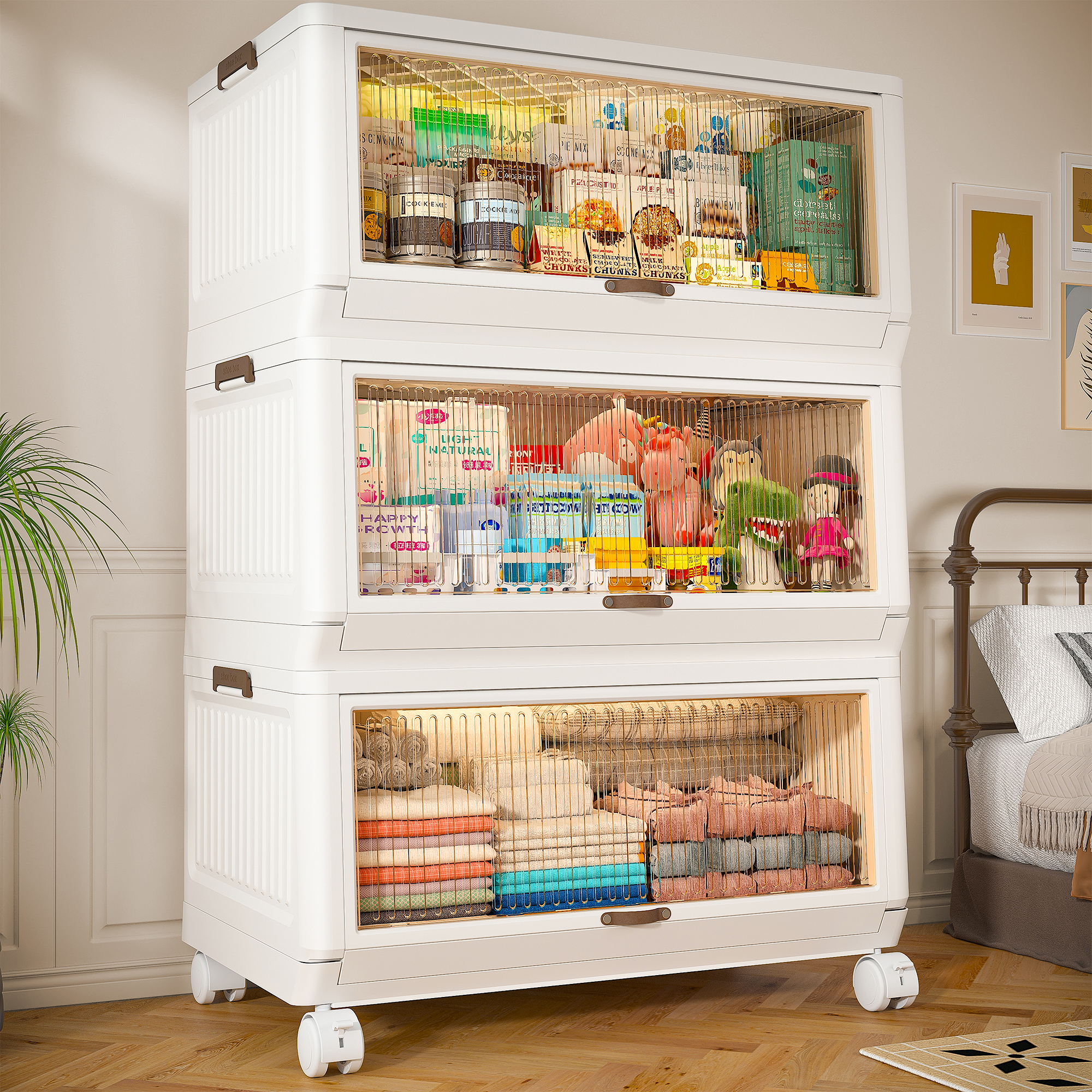 EnHomee 85GAL Storage Bins with Lids 3 Packs Large Stackable Storage ...