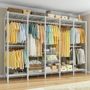 "ulifhome E4 White Wire Garment Rack, Closet Organizer with 8 Shelves ...