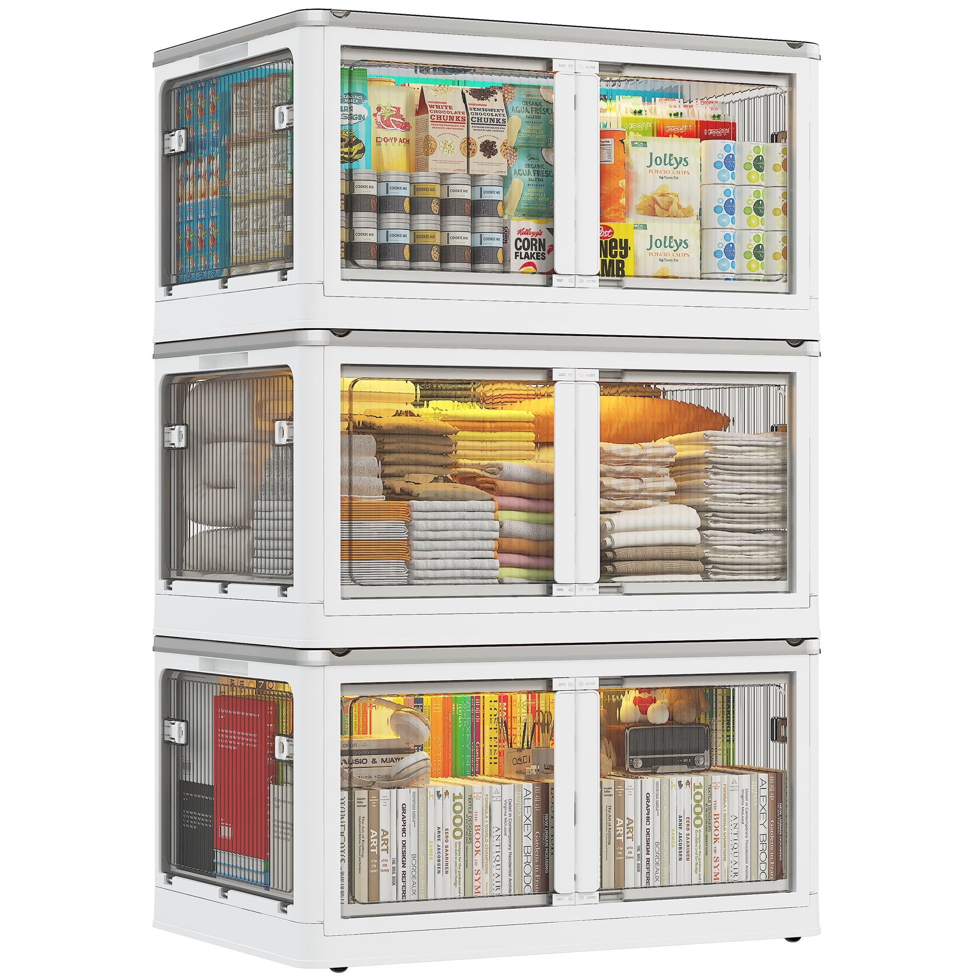 EnHomee Tough Big 90GAL Rolling Storage Bins with Lids, Stackable ...