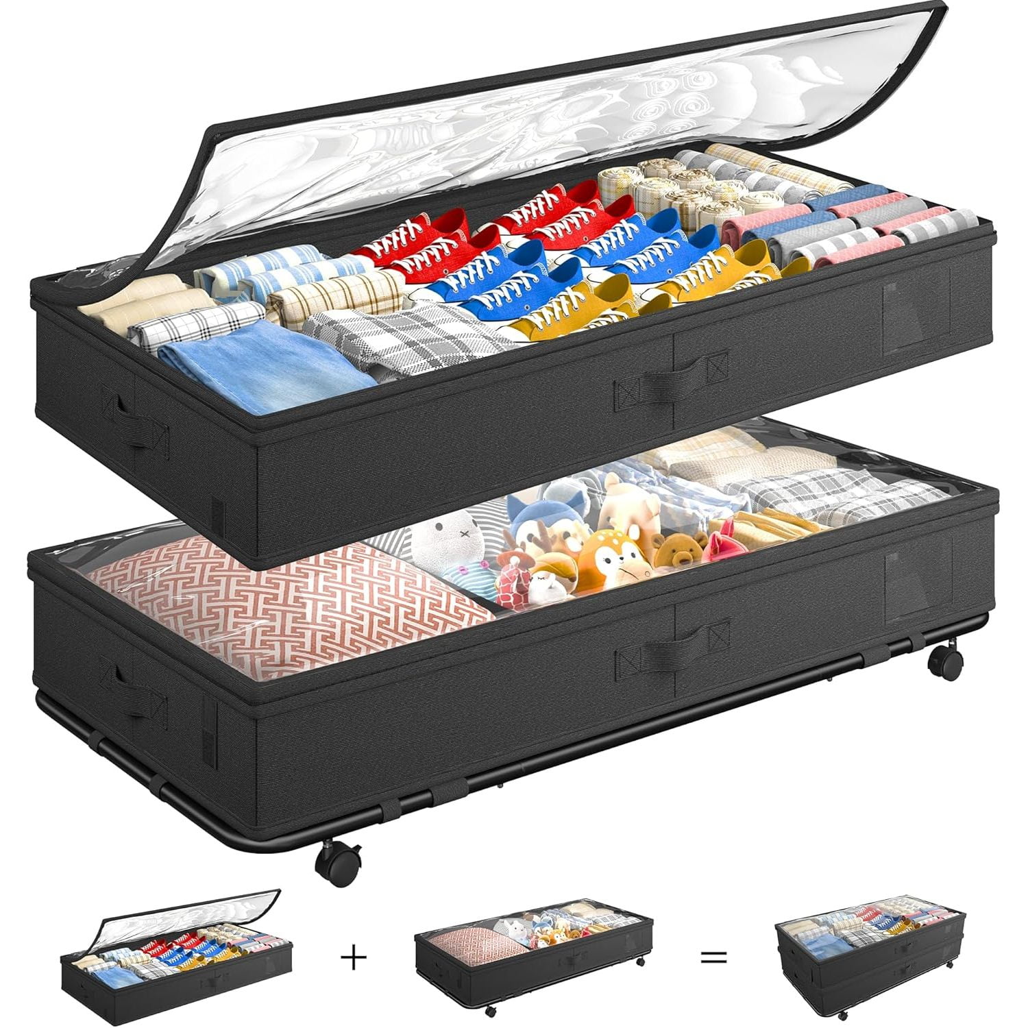EnHomee Under Bed Storage with Wheels Underbed Storage with Wheels ...