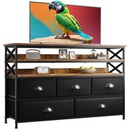 FITUEYES AV shelf Media Component TV Stand Audio Cabinet with Glass ...