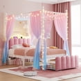 EnHomee Canopy Bed Frame with Storage Headboard Upholstered Canopy Bed ...